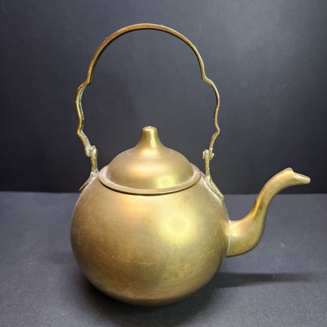 Vintage Indian Brass Teapot Kettle With Lid and Handle - Etsy