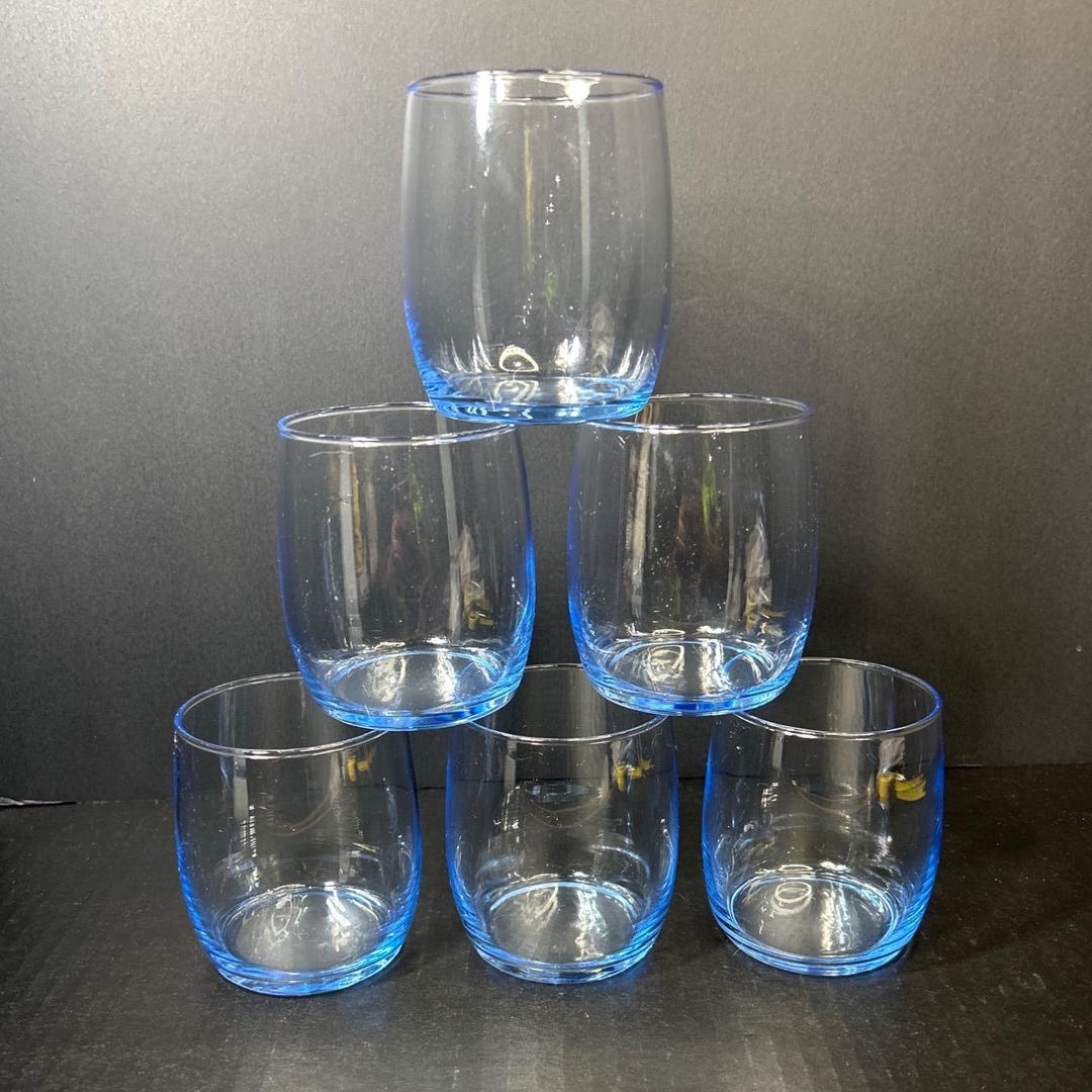 Vintage Libbey Clear Misty Blue Rock Drinking Glasses 12oz Set of 6 - Etsy