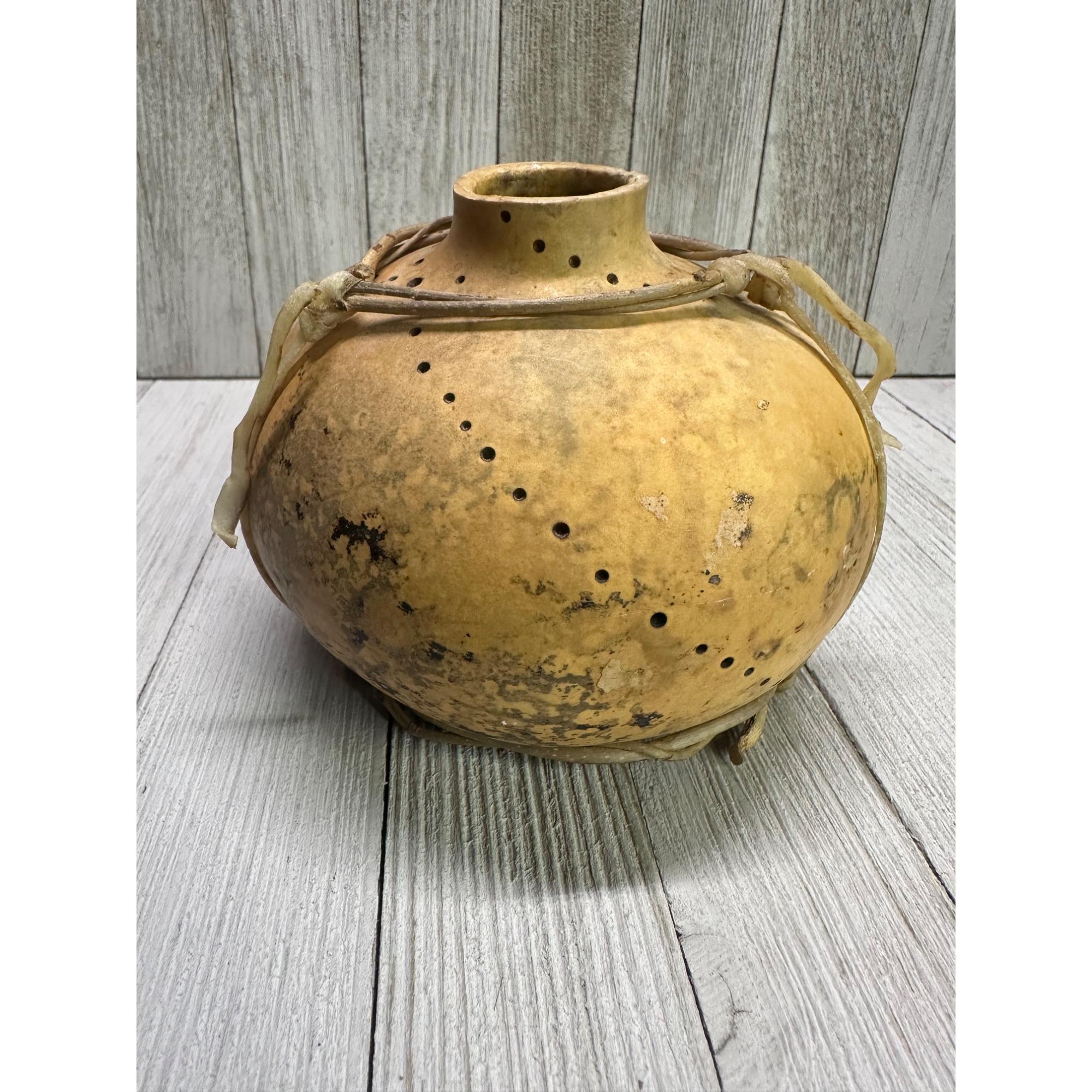 Vintage Tribal Native American Gourd Wrapped With Twine/tendon Carved ...