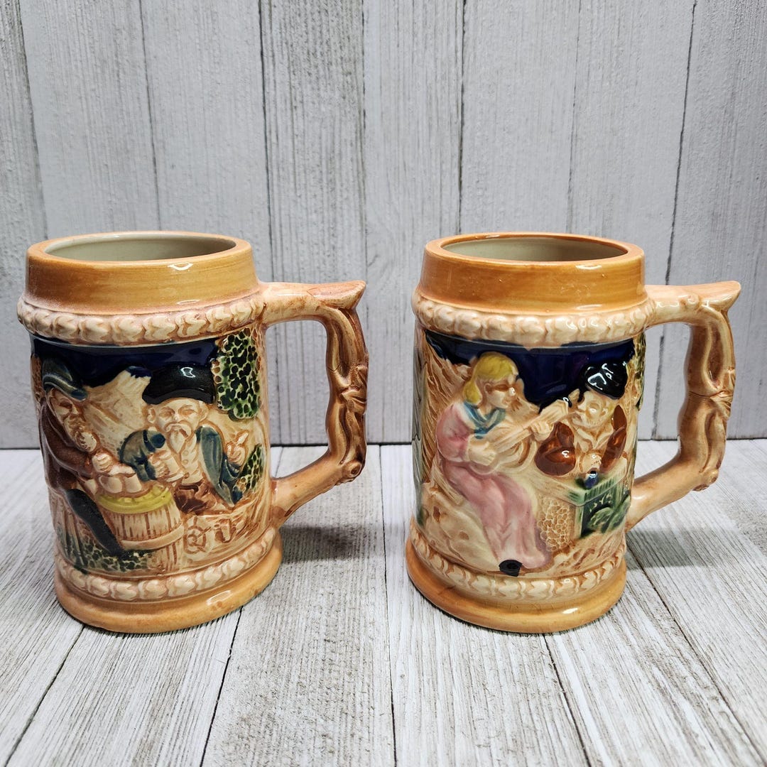 Vintage Ceramic German-style Beer Stein Mug Made in Japan - Set of 2 - Etsy