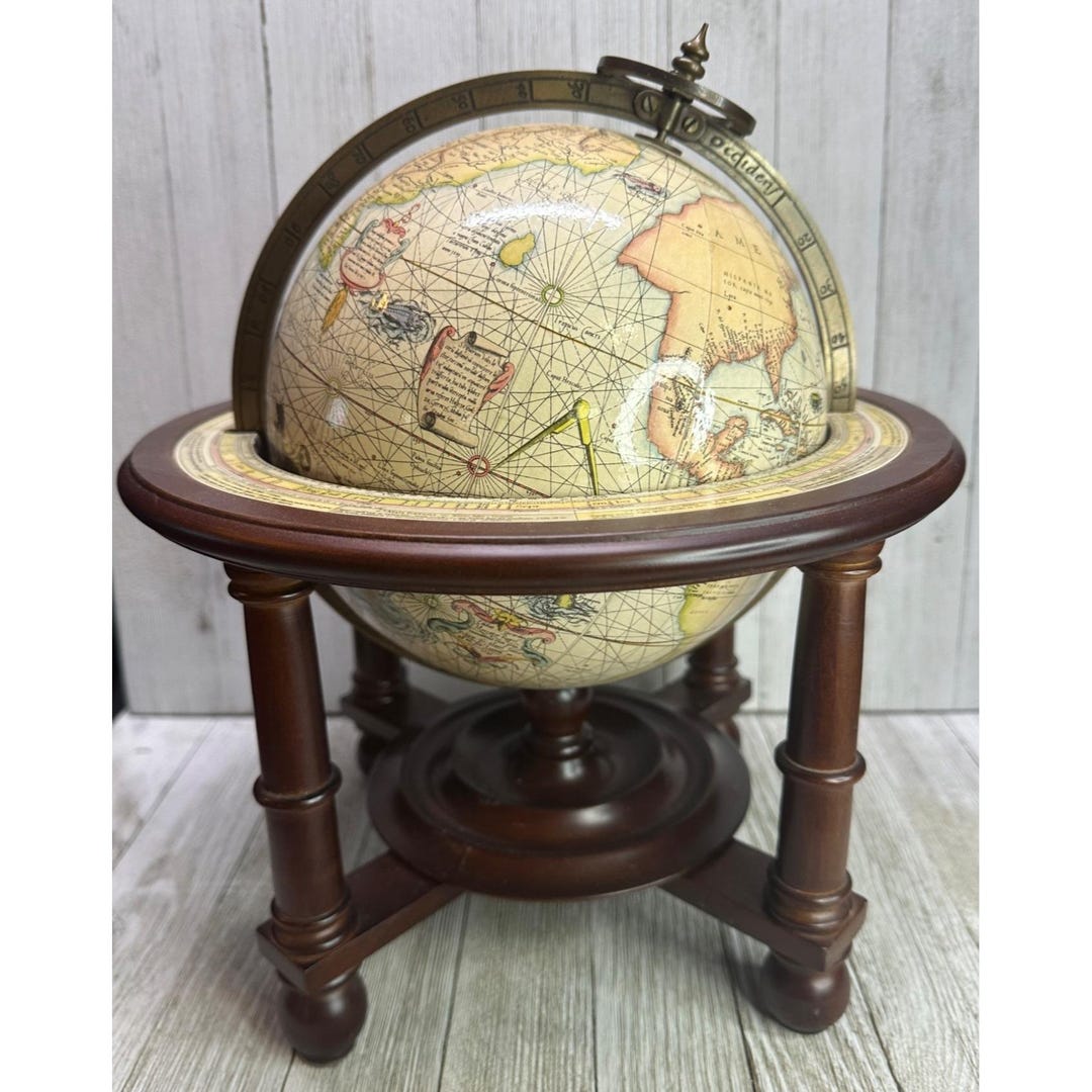 Vintage Wooden Authentic Models Navigators Terrestrial Globe Spinning ...