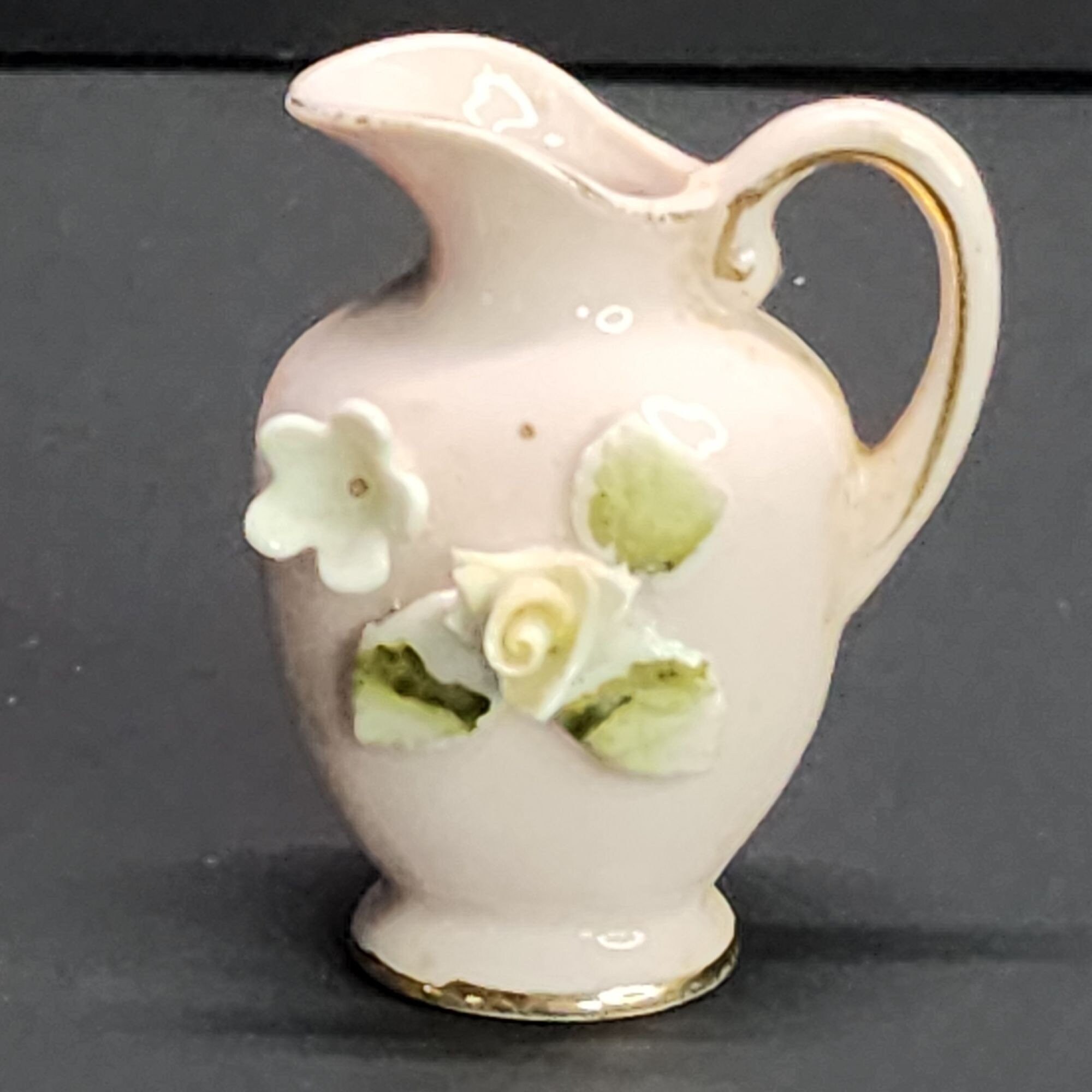 Vintage Japanese Miniature Pink Pitcher With Flowers Gold Trimmed 3 ...