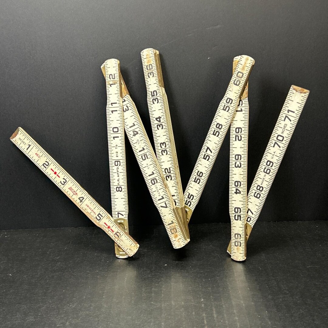 Vintage Lufkin Wood Folding Tape Measure Extension Slide Ruler ...