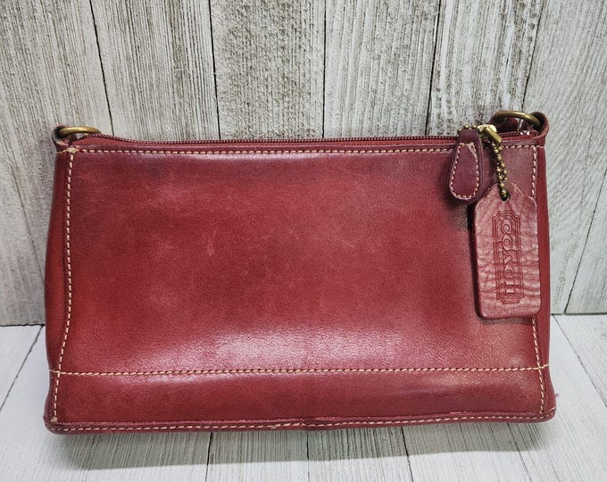 Vintage Coach 9311 Bleeker Demi Red Top Handle Handbag Leather Zip 1990 ...
