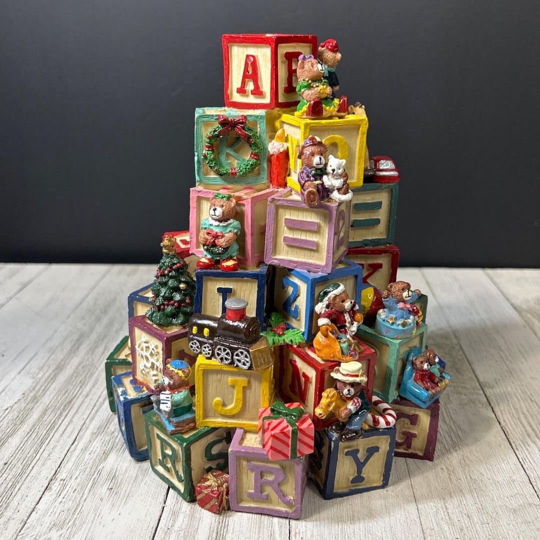Vintage Blocks of Fun Alphabet Blocks Christmas Tree Decor Collectibles ...