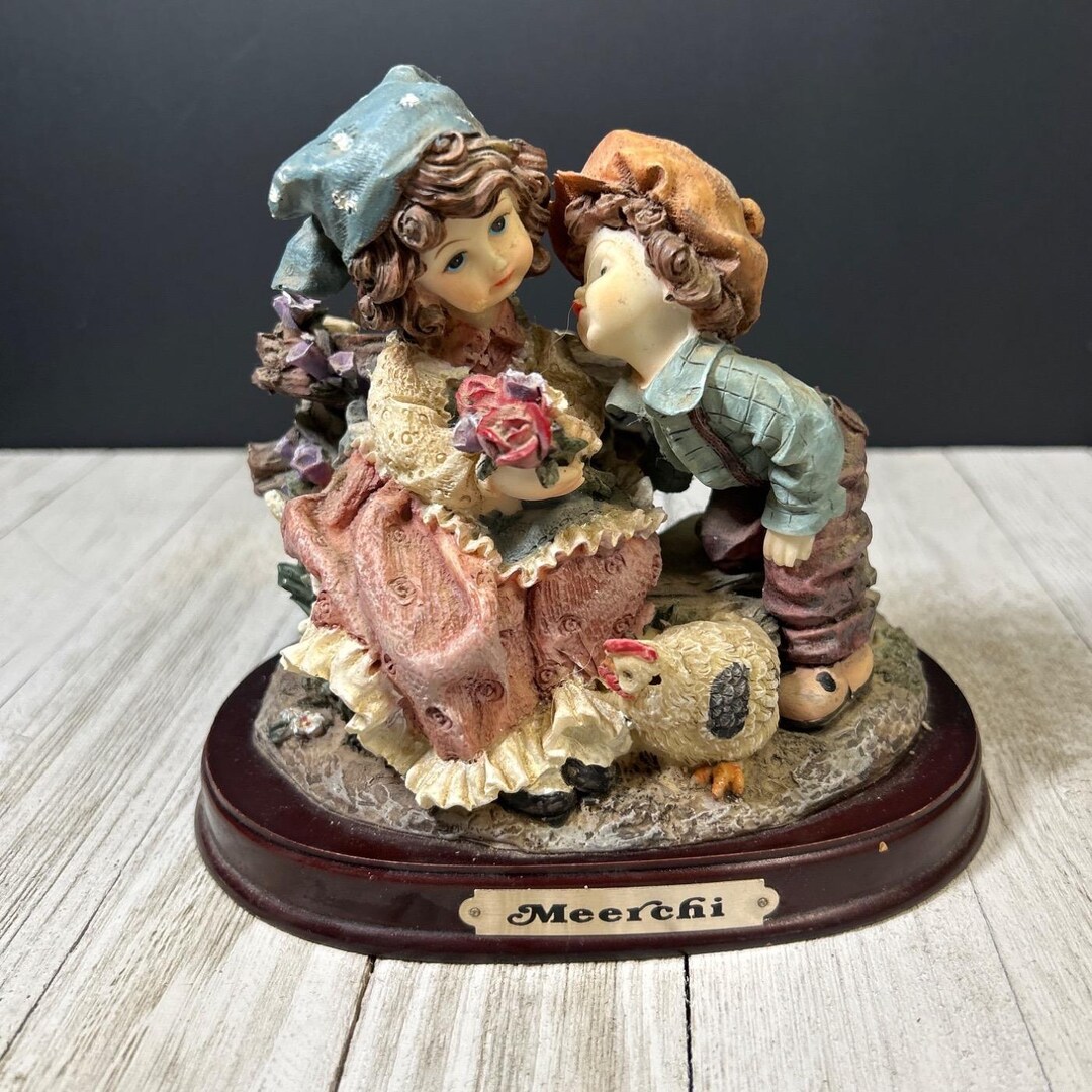 Vintage Meerchi Boy Girl Shy Kiss Figurine Sculpture Statue Home Decor ...