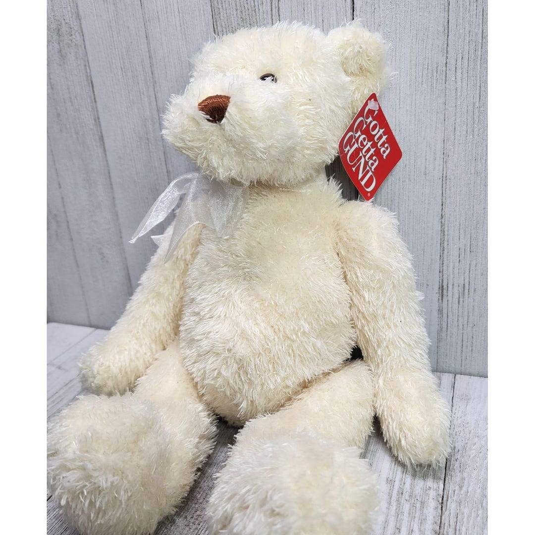 Vintage Gotta Getta Gund Teddy Bear Plush Ivory 8.5'' Stuffed Animal ...