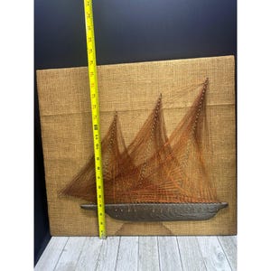 Vintage Mid Century 3D String Art Boat Clipper Ship Wall Art Decor ...