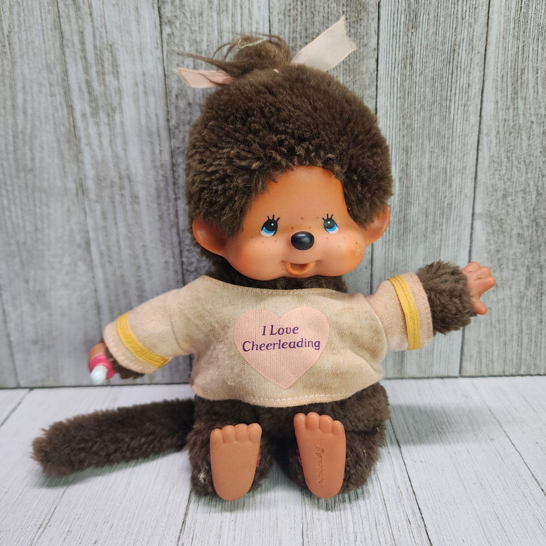 Vintage Monchhichi Sekiguchi Monkey I Love Cheerleading Plush 1974 ...