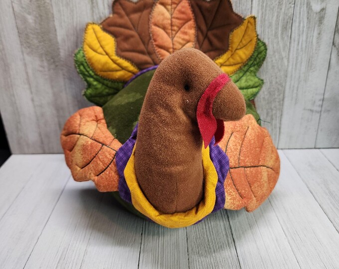 Vintage Hallmark Turkey Plush Thanksgiving Autumn Harvest Stuffed Table ...