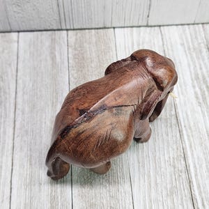 Vintage Wooden Carved Elephant Statue Sculpture Figurine With Tusk 4 ...