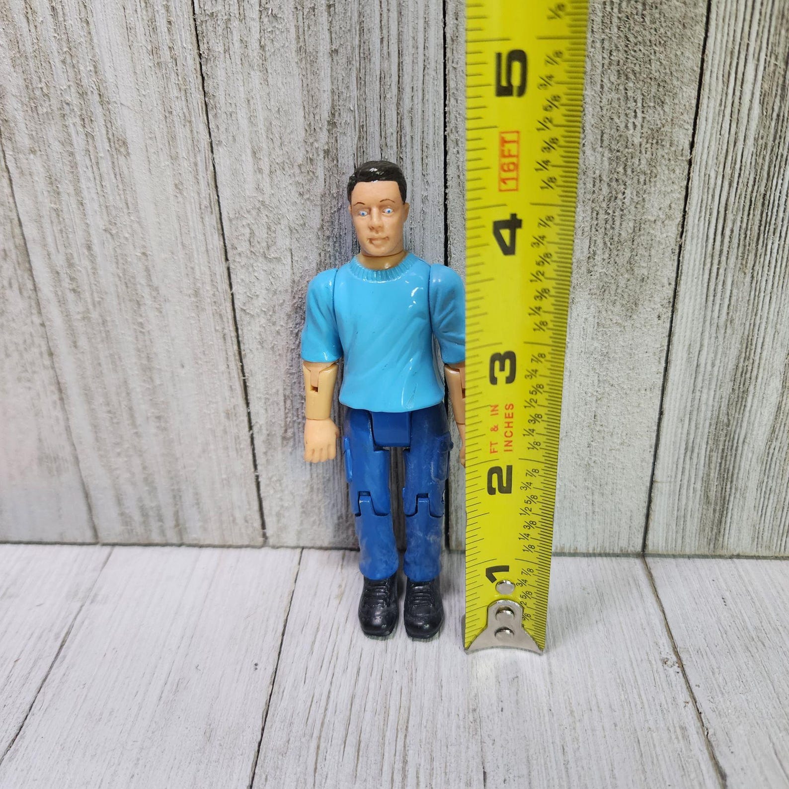 Vintage Dollhouse Man Father Figure Blue Shirt and Jeans Posable - Etsy