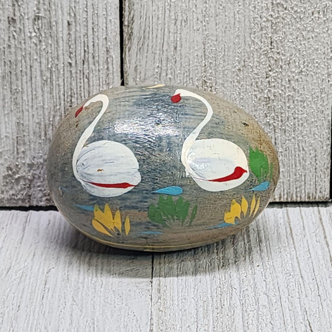 Hand Painted Swan Wooden Paperweight Home Art Decorative Collectible - Etsy