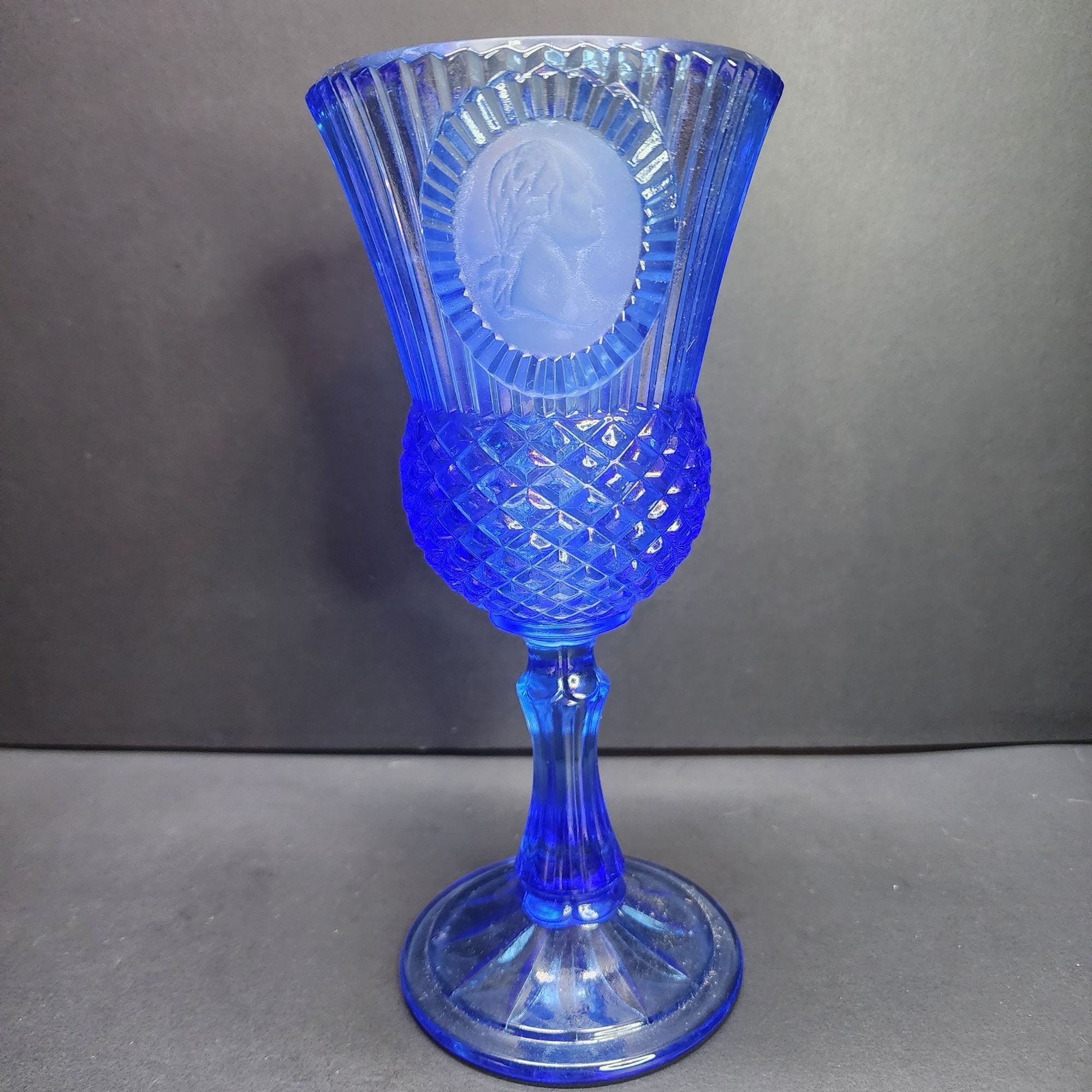 Vintage Avon Fostoria 1976 Martha Washington Cobalt Blue Glass Goblet 8 ...