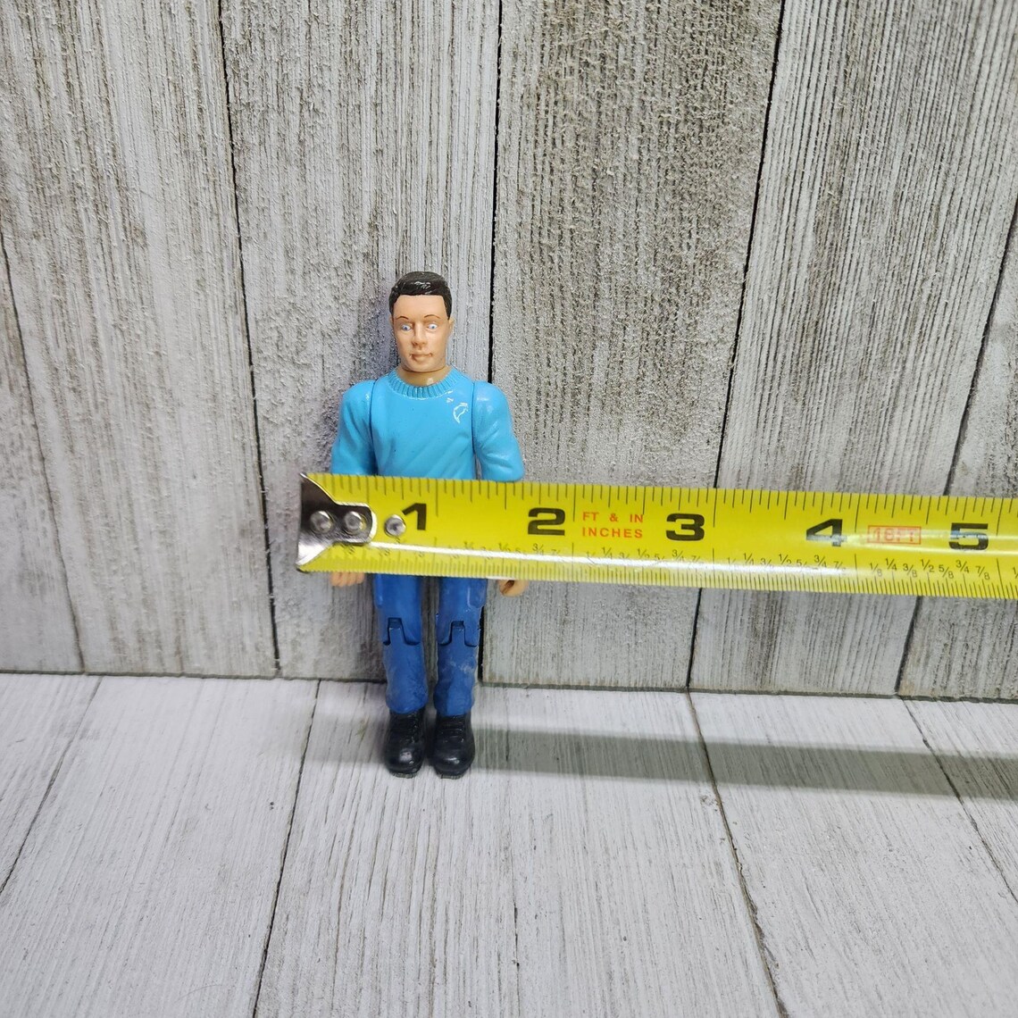 Vintage Dollhouse Man Father Figure Blue Shirt and Jeans Posable - Etsy