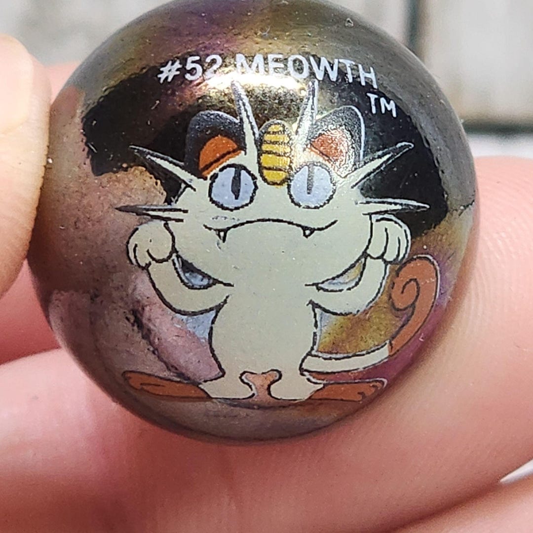 Vintage Pokemon #52 Meowth Marble Holo Mettalic Toy Biz Collectible - Etsy