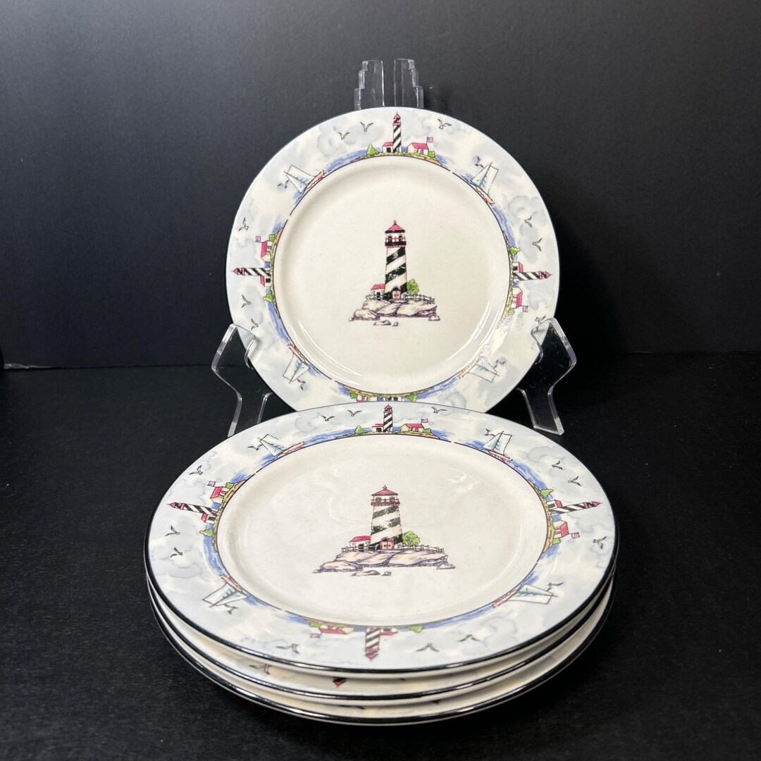 Vintage Totally Today Coastal Lighthouse Salad Dessert Plates 7.5 ...