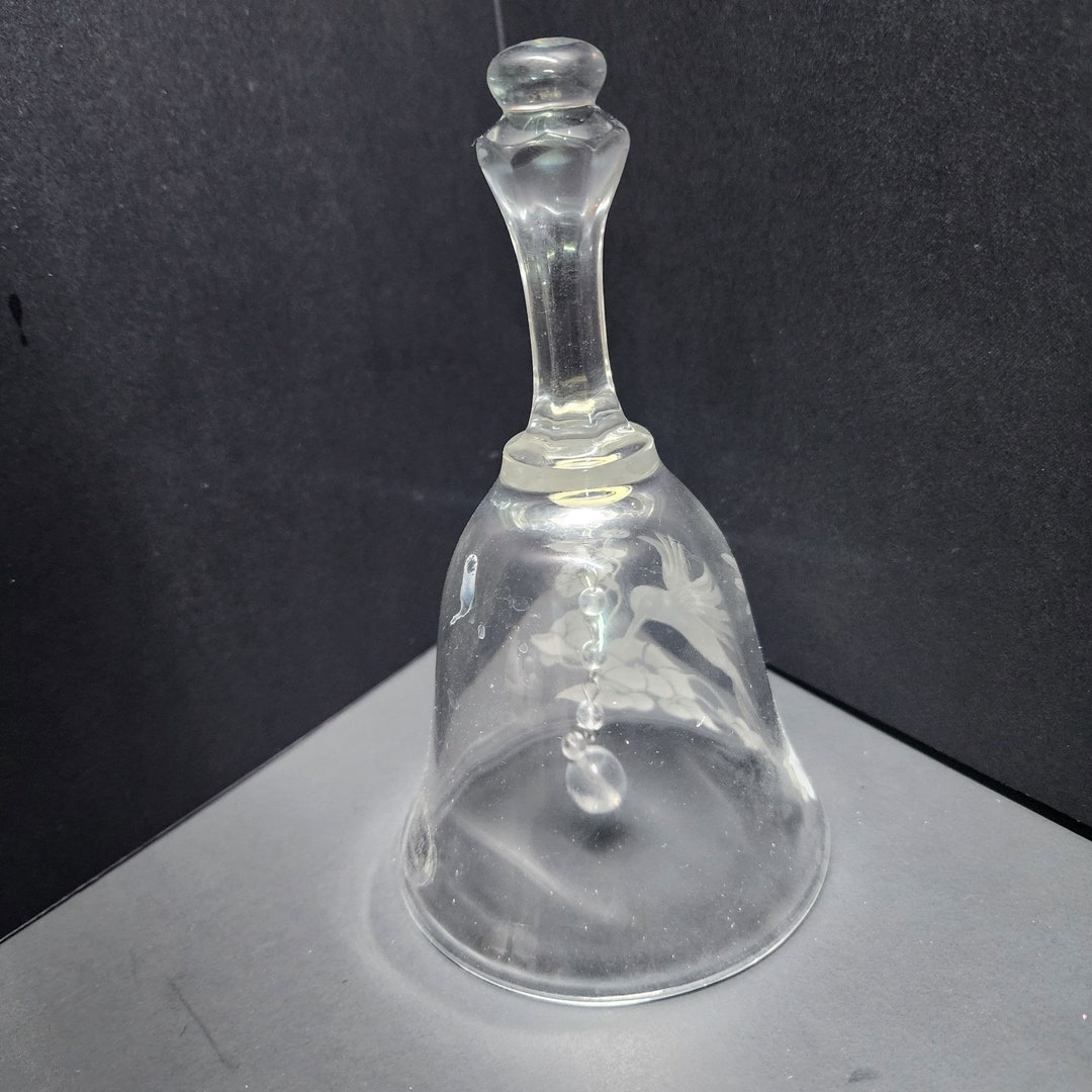 Vintage Avon 24% Full Lead Crystal Clear Glass Bell Hummingbird Hand ...