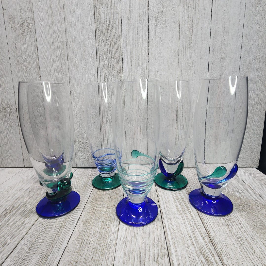 Vintage Morava Atelier Champagne Wine Glasses Czech Republic Set of 6 ...