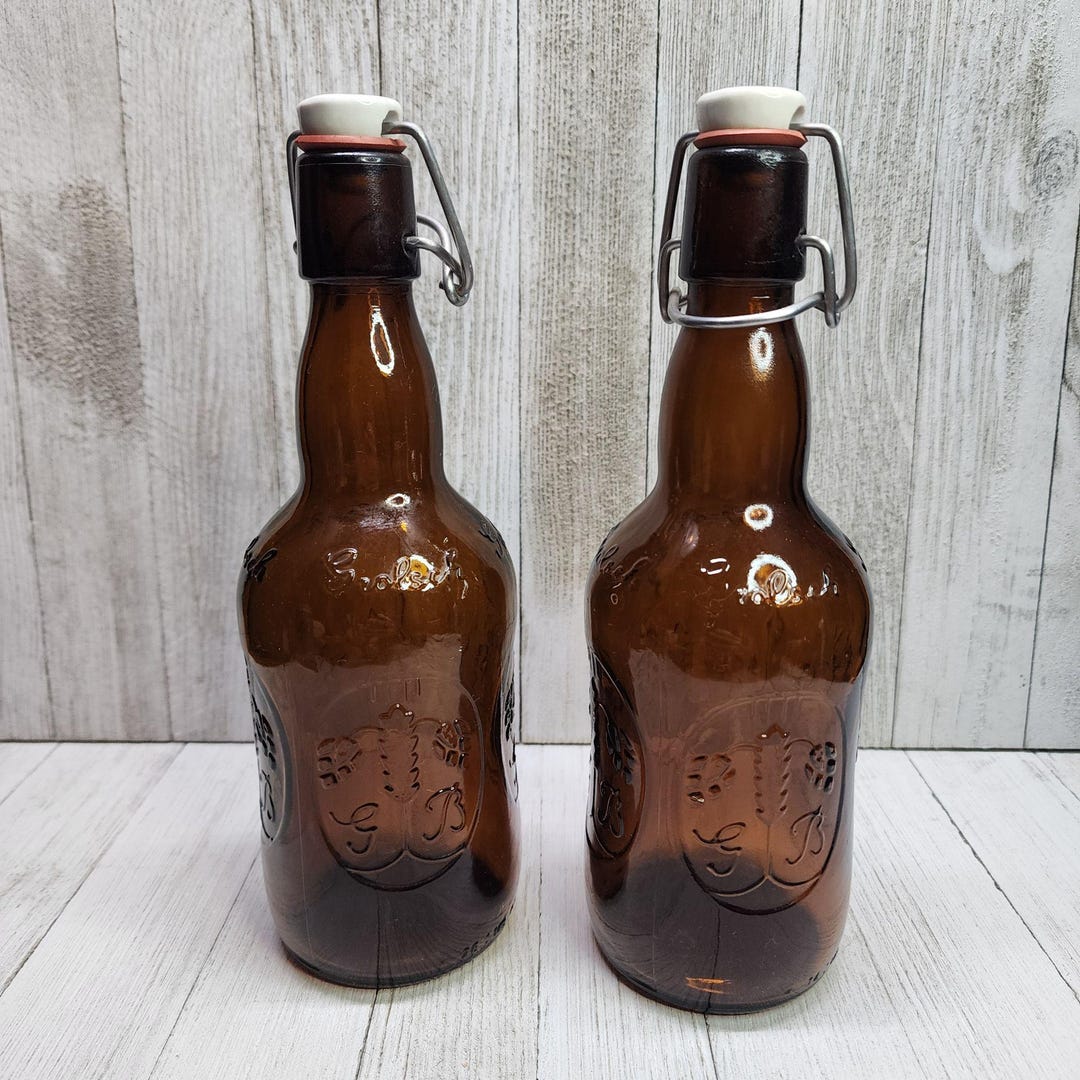 Vintage Grolsch Beer Bottle Amber Brown With Porcelain Swing Top Lid ...
