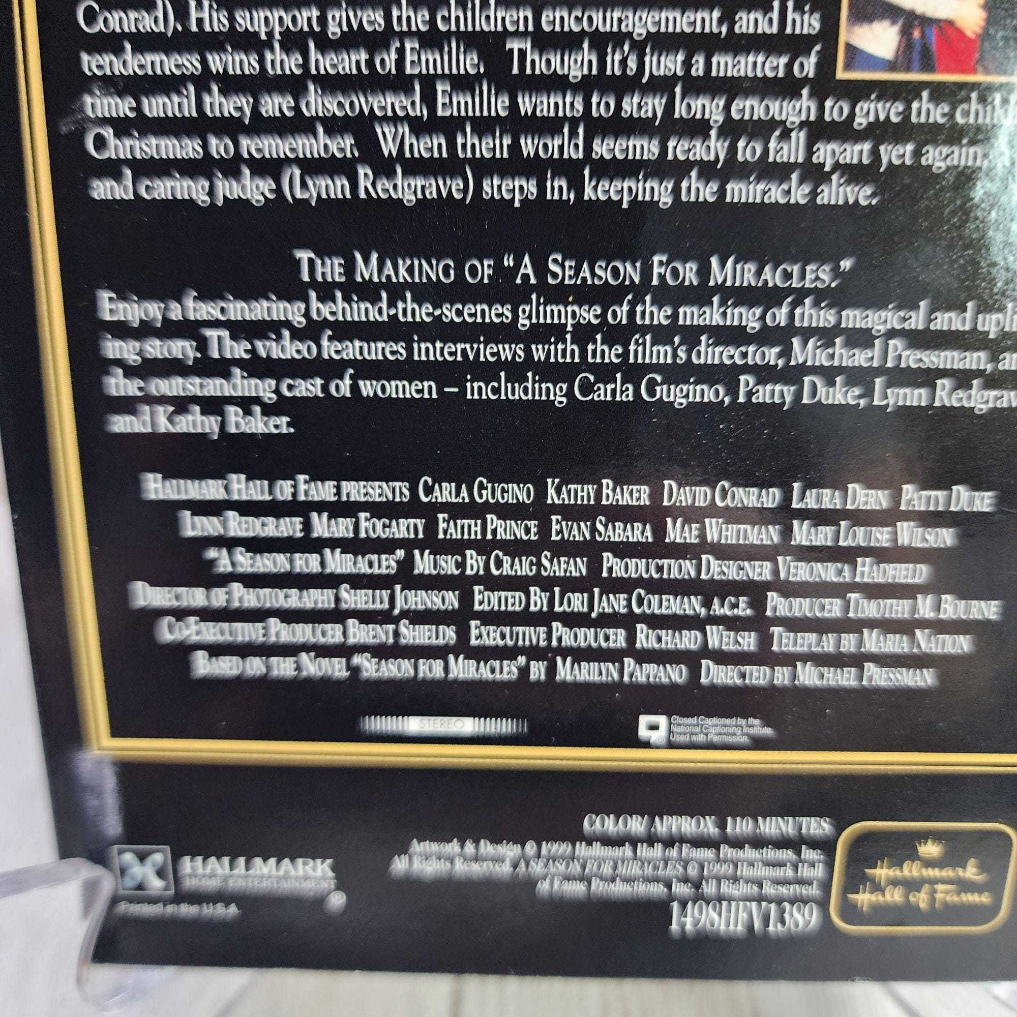 Vintage A Season for Miracles VHS Tape 1999 Hallmark Gold Crown ...