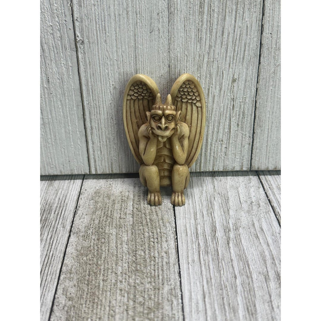Vintage Thinking Sitting Gargoyle Figure Statue Resin Brown 2.5'' Tall ...