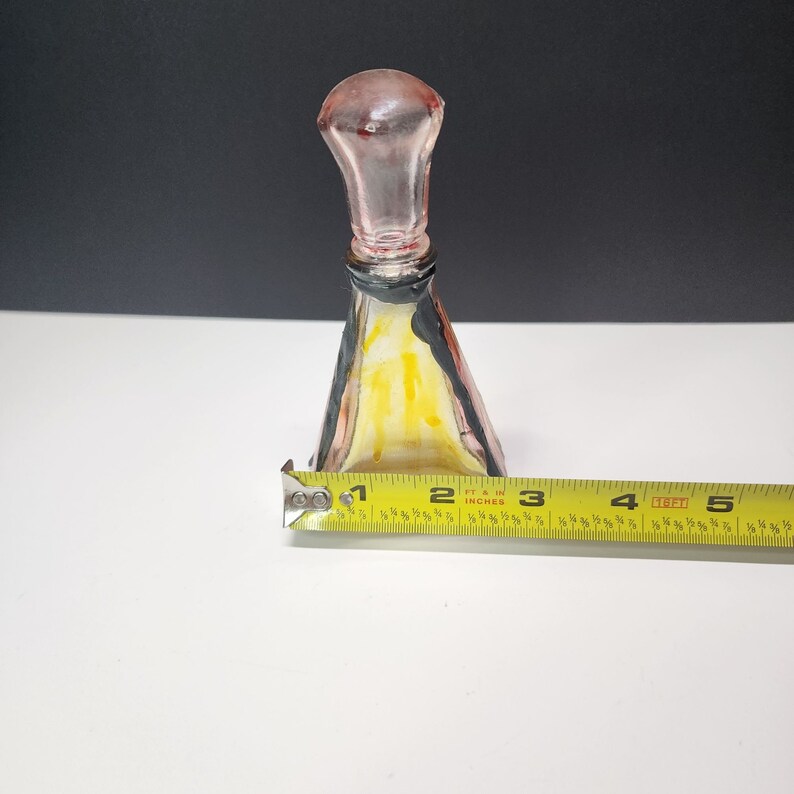 Vintage Glass Decanter Bottle Pyramid Shaped With Stopper Handpainted ...