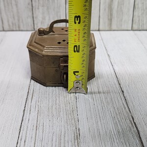 Vintage Pierced Solid Brass Octagon Cricket Trinket Box Hinged Lid With ...