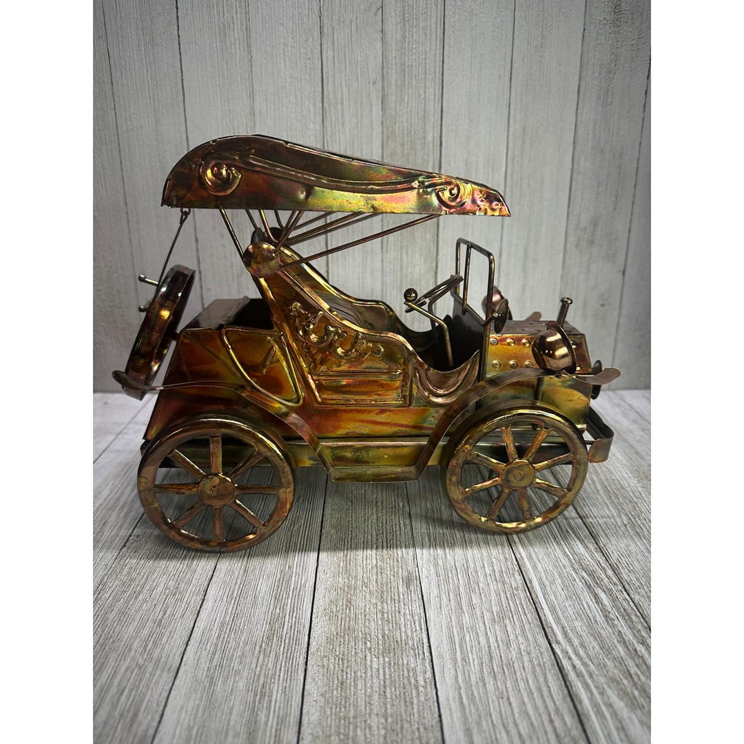 Vtg Tin Copper Music Box " King of the Road ” Classic Car Design Decor ...