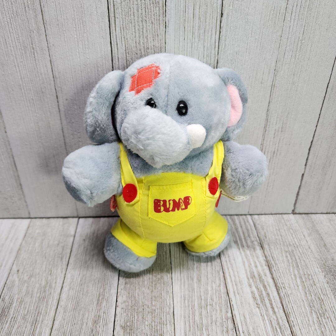 Vintage Dakin Bump Elephant Plush Gray Yellow 1990's 8'' Stuffed Animal ...