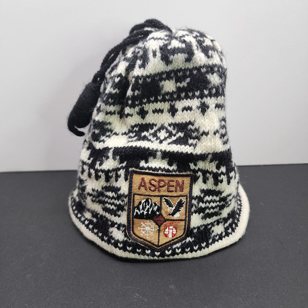 ASPEN Merkley Headgear Hat Ski Winter Beanie Wool Knit Black White ...