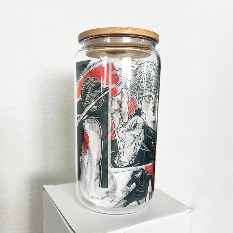 Jujutsu Kaisen Gojo Satoru 160z Glass Cup With Lid - Etsy