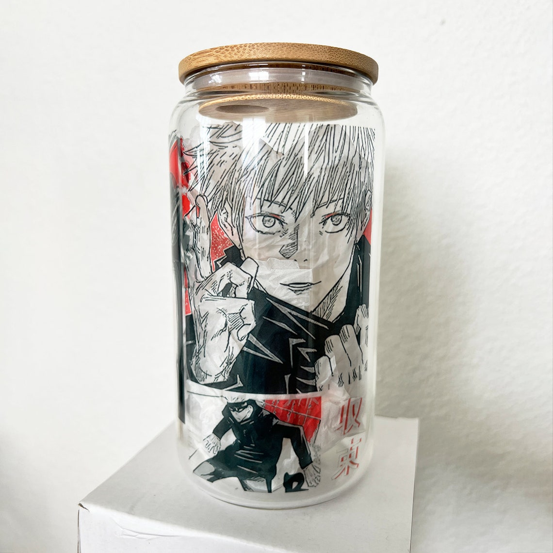 Jujutsu Kaisen Gojo Satoru 160z Glass Cup With Lid - Etsy