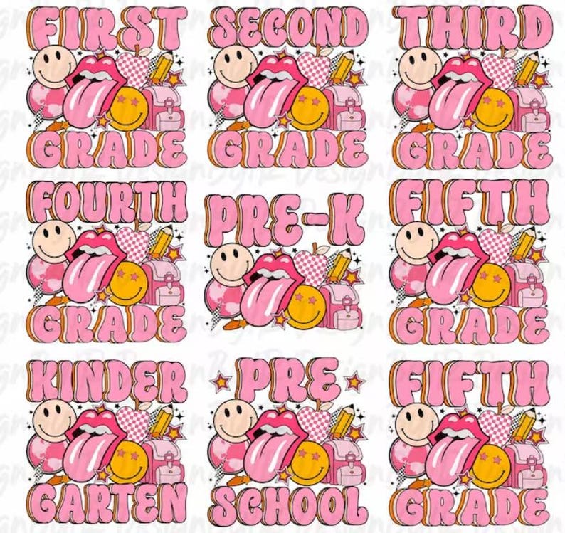 Back to School Bundle, Kindergarten, Pre K PNG, First Day of School ...