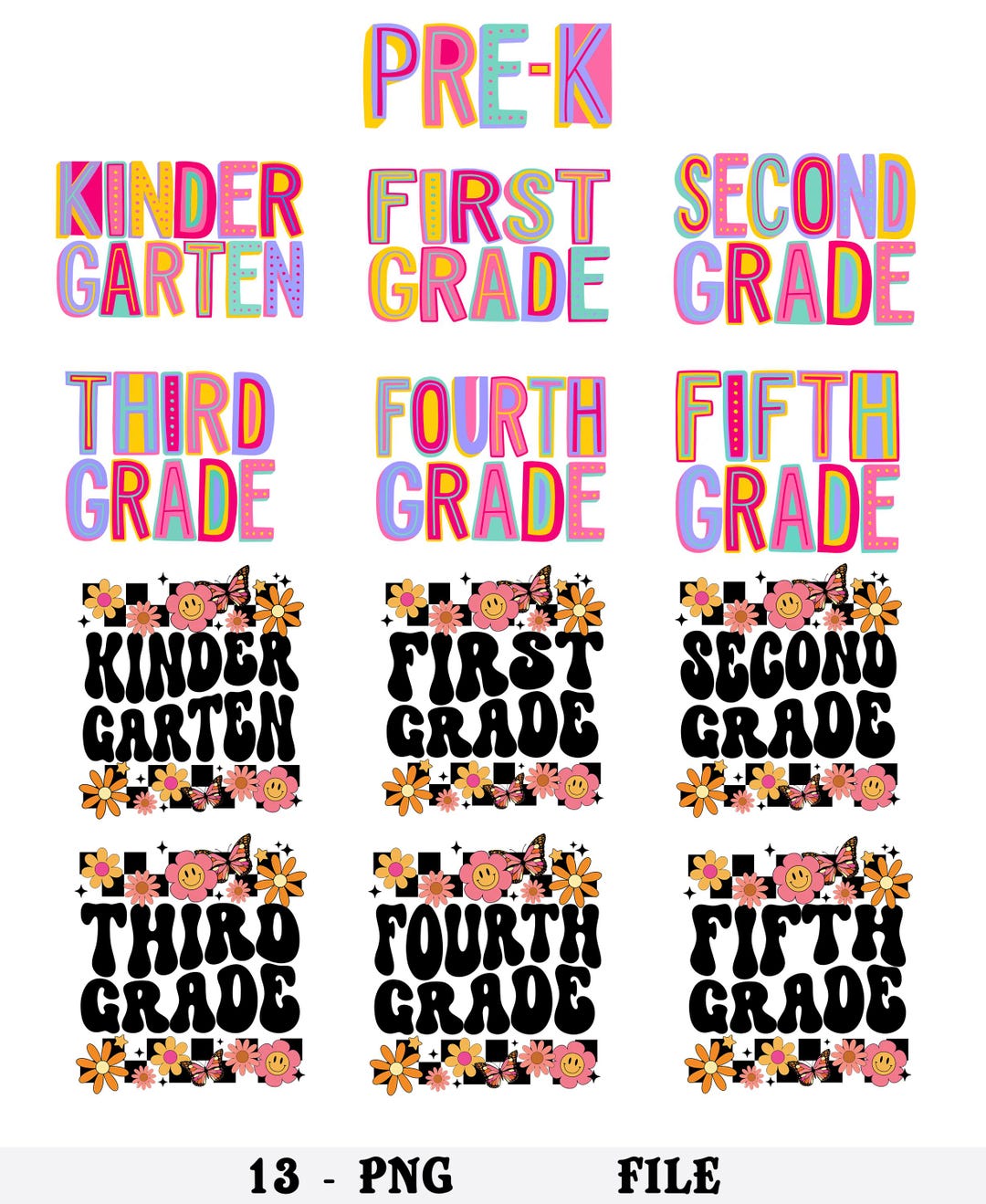 Back to School PNG, School Grades Png, Grades Bundle, Retro School Png ...