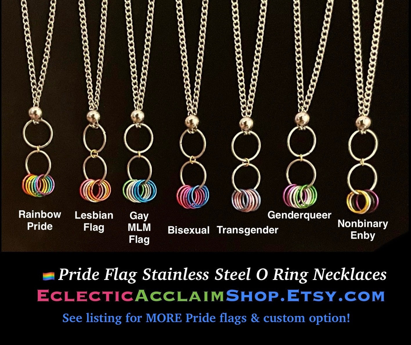 LGBTQ Pride O Ring Necklace,steel LGBTQ Freedom Ring Unisex Necklace ...