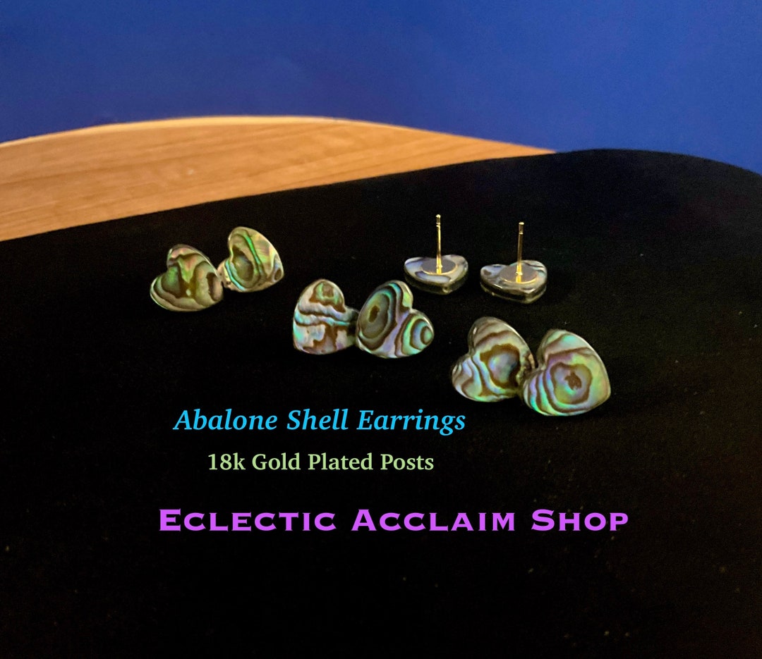 18k Gold Abalone Shell Stud Earrings-tarnish Resistant - Etsy