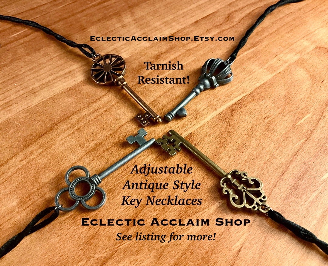 Antique-style Key Necklaces(4 Styles to Choose) Adjustable | Tarnish ...