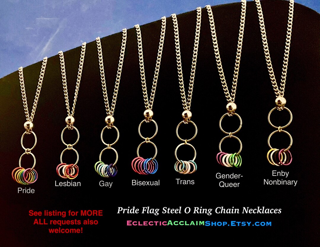LGBTQ Pride O Ring Necklace,steel LGBTQ Freedom Ring Unisex Necklace ...