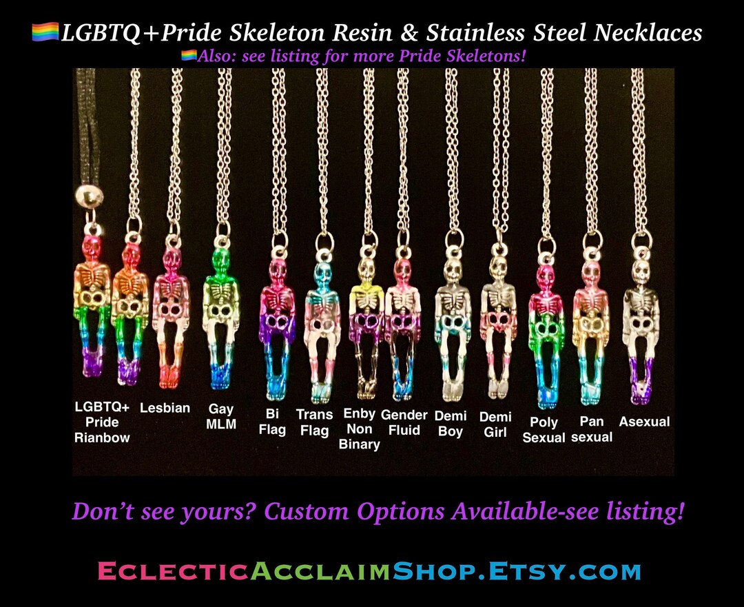 LGBTQ Pride Skeleton Necklace,rainbow Skeleton,steel LGBTQ Pride Unisex ...