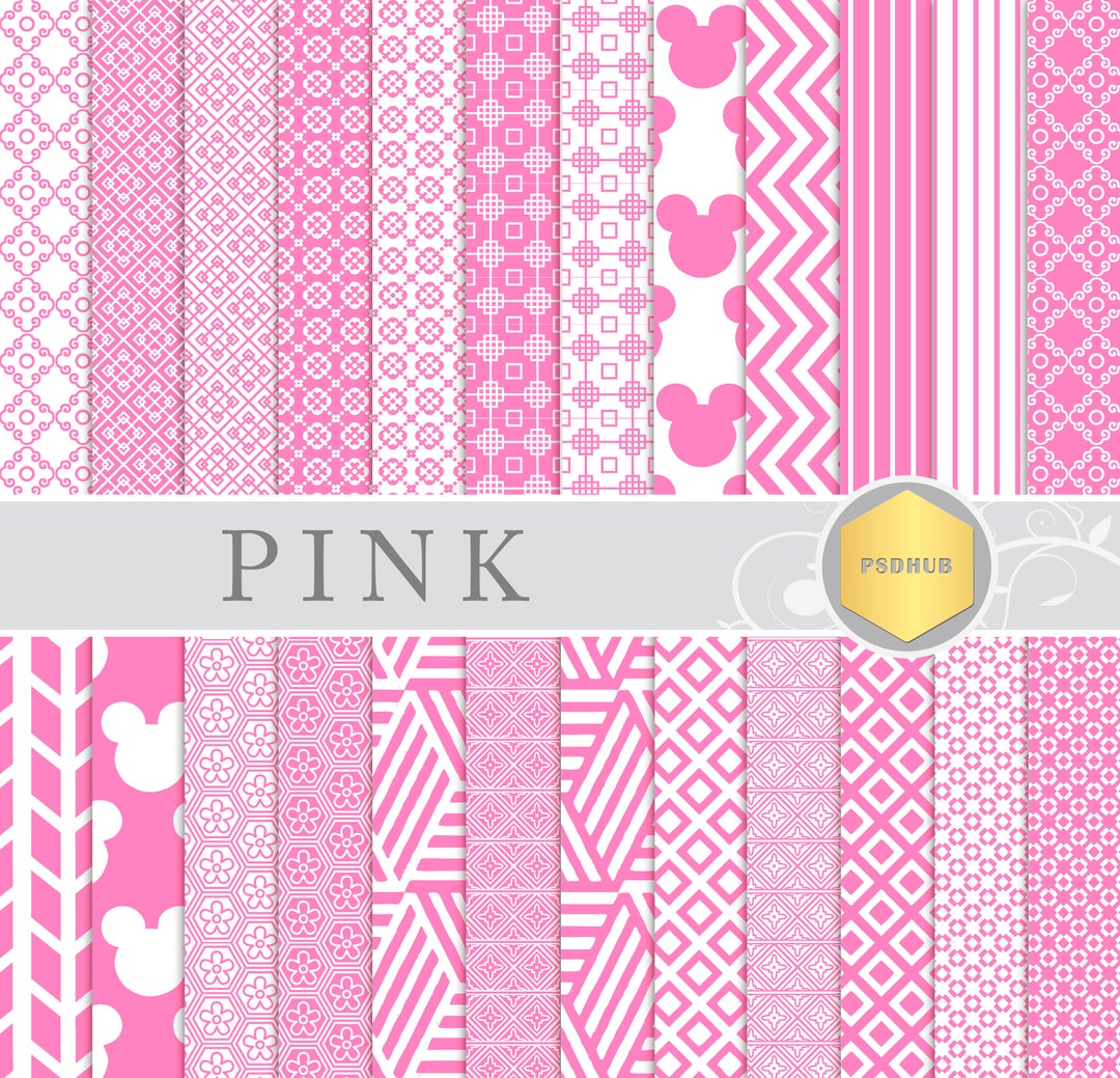 Simple Pink Design Wrapping Paper. Pack 24 Files - Etsy