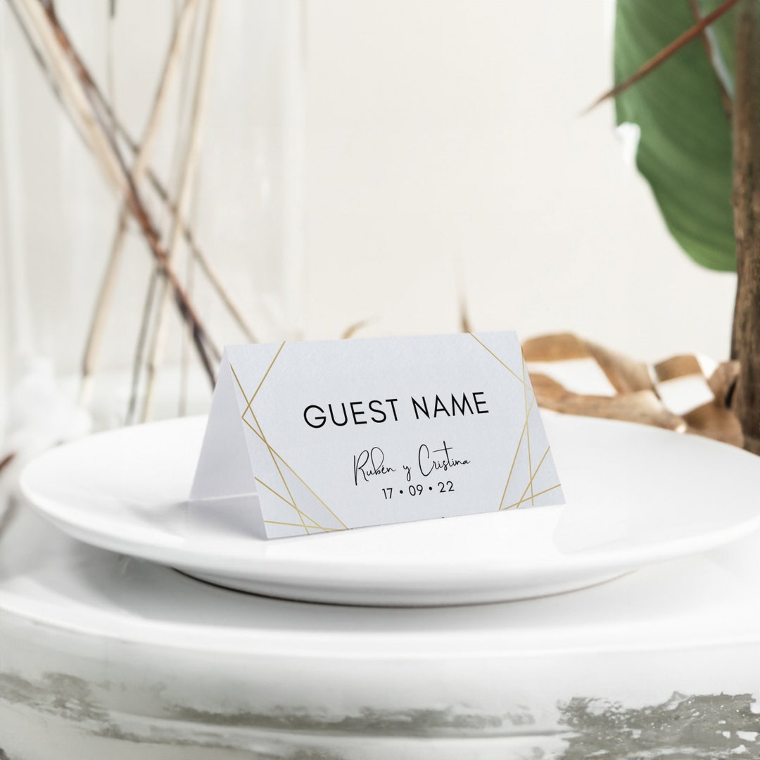 CANVA Gold Polygonal PSD. Wedding Card Template Placeholders 9 - Etsy