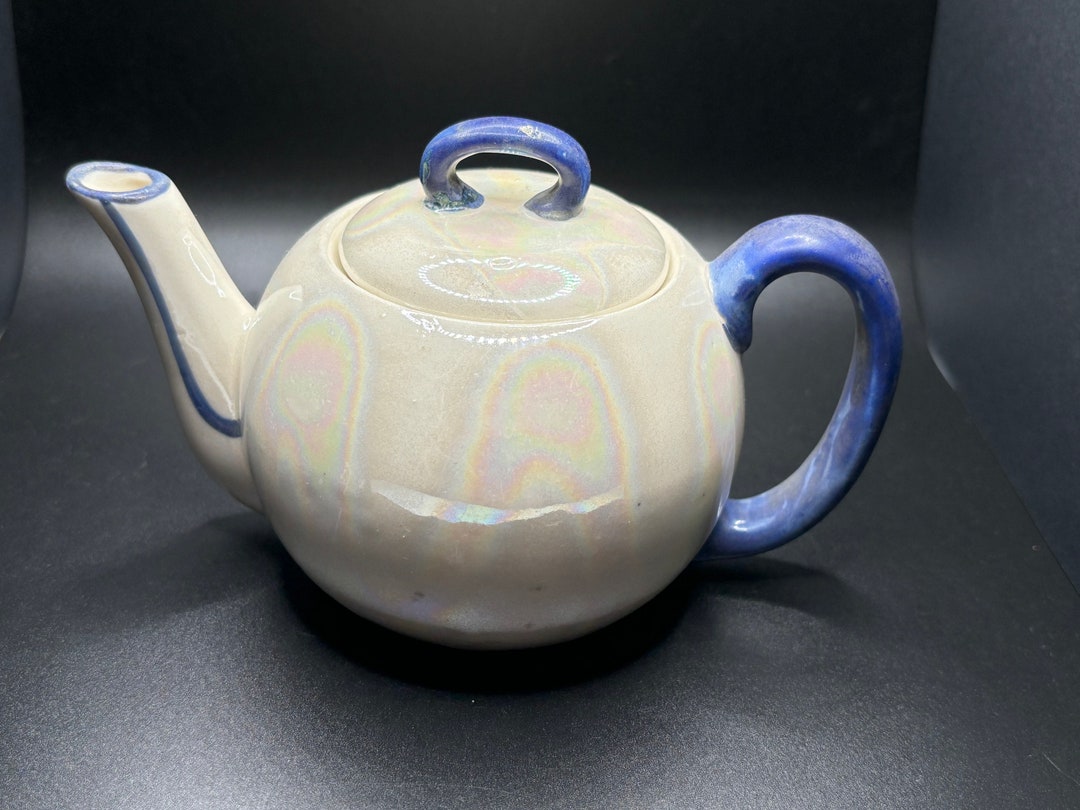 Lustreware Mini Teapot Blue & Iridescent 8oz. - Etsy