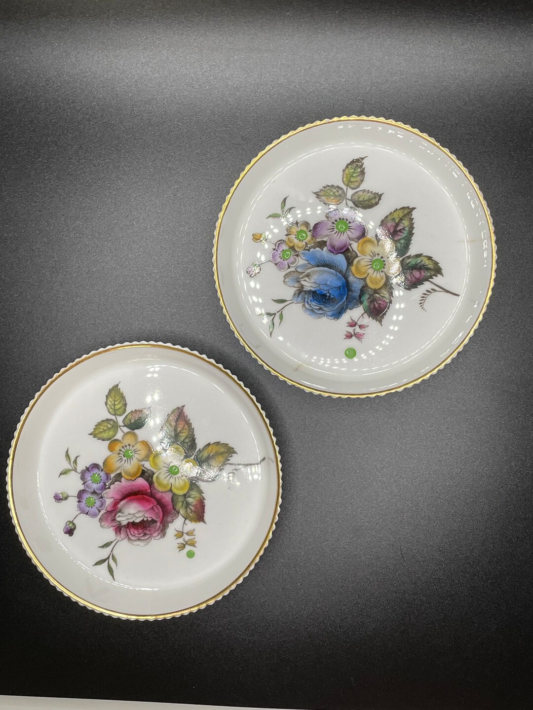 Set of 2 Royal Worcester Fine Bone China 3.5 Coasters 51 ALPINE Flowers ...