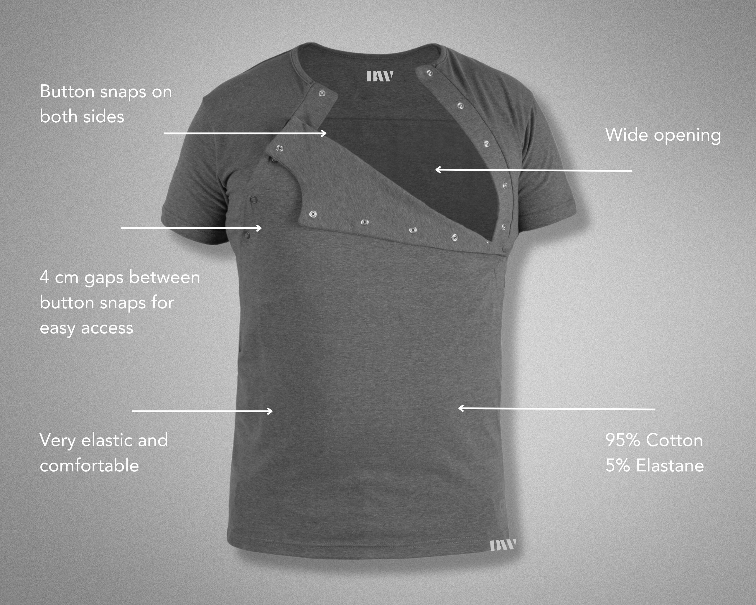 Chemotherapy Dialysis Port Access Thick Warm T-shirt With Chest Port ...