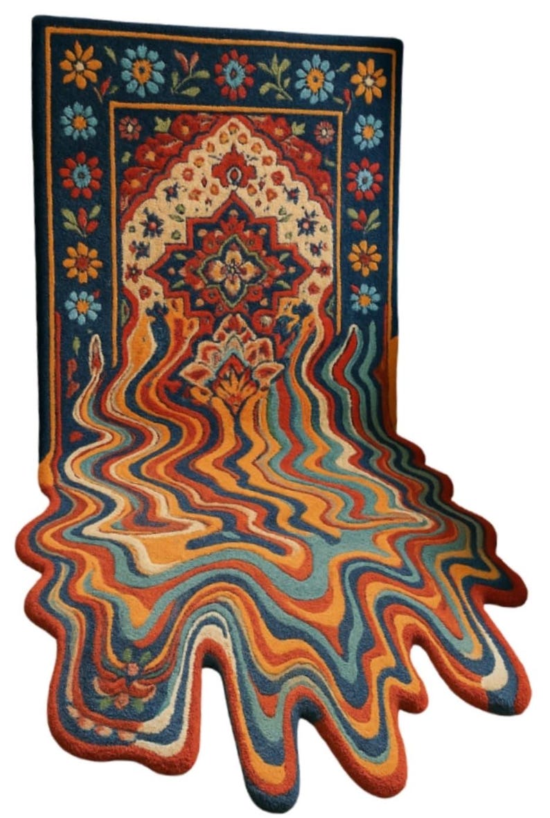Hand-tufted Melting Persian Rug: Modern Surrealist Wool Area Rug for ...