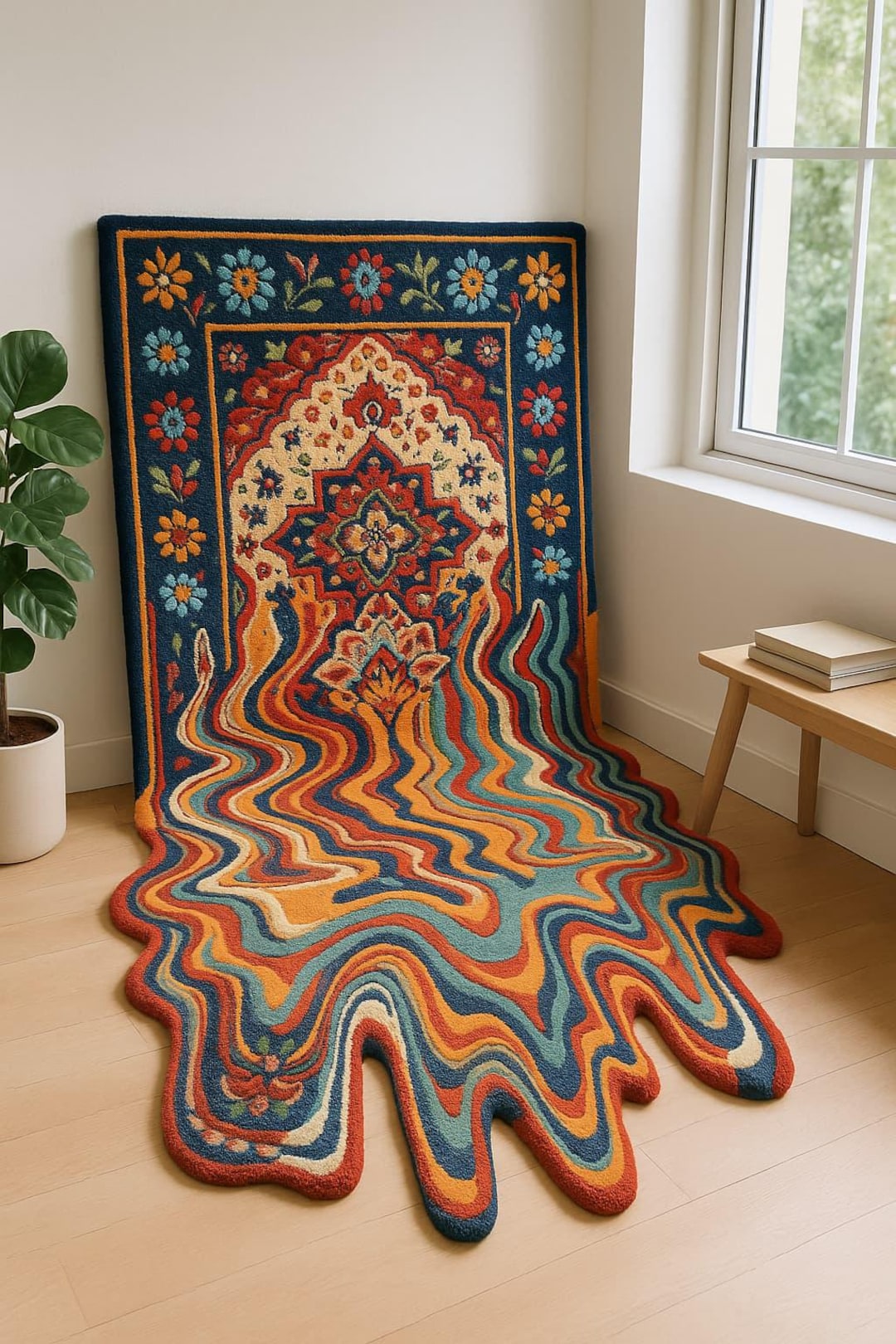 Hand-tufted Melting Persian Retro Modern Rug: Surrealist Custome Rug - Etsy