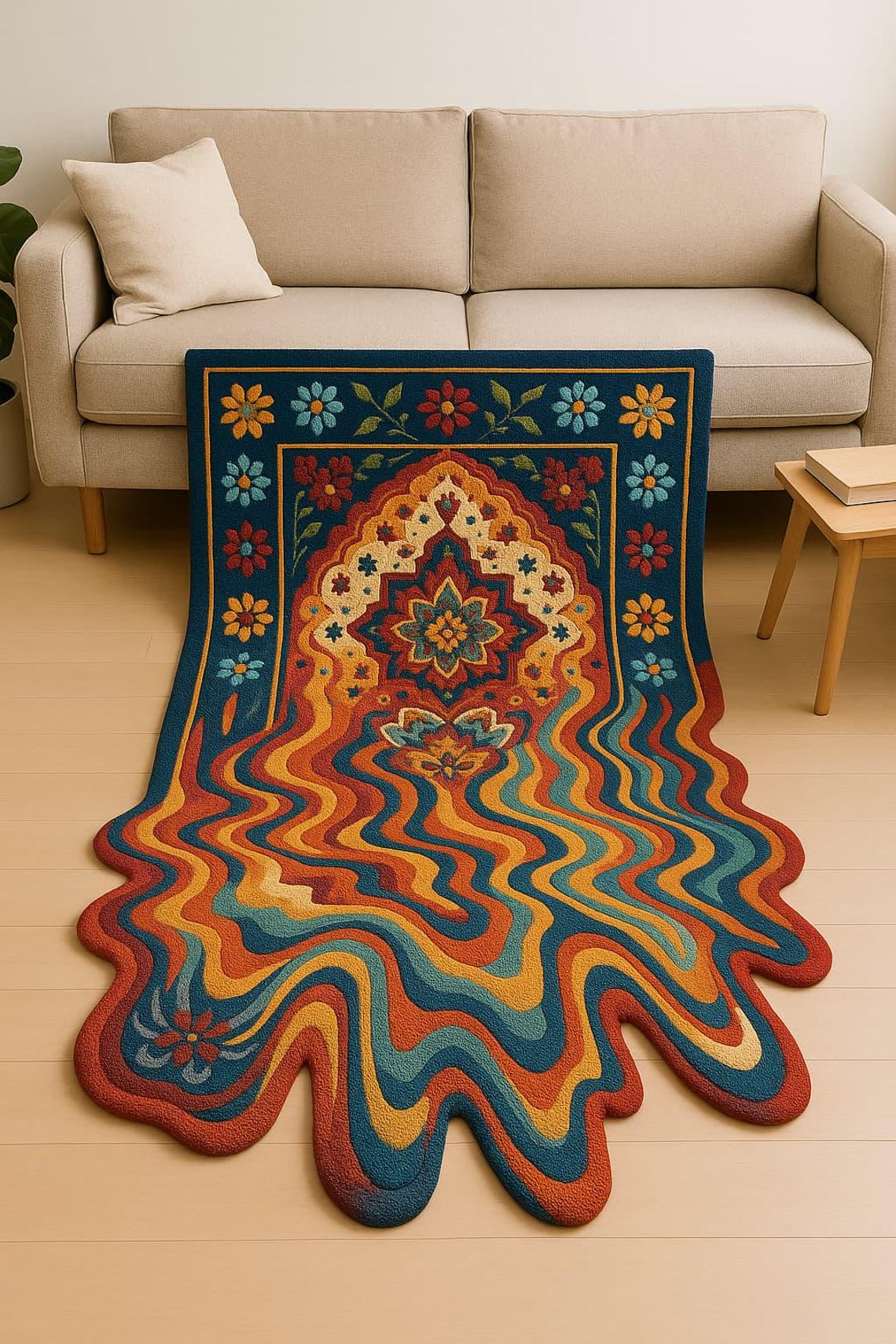 Contemporary Surrealist With Psychedelic Influences Melting Rugs Multi ...