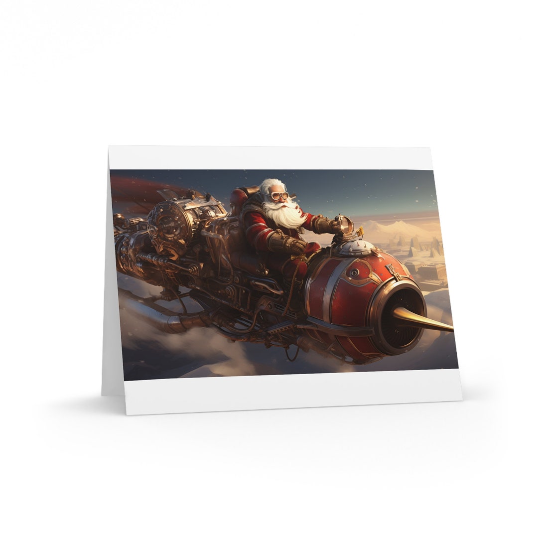 Steampunk Santa Flying His Steam Powered Sleigh Christmas - Etsy