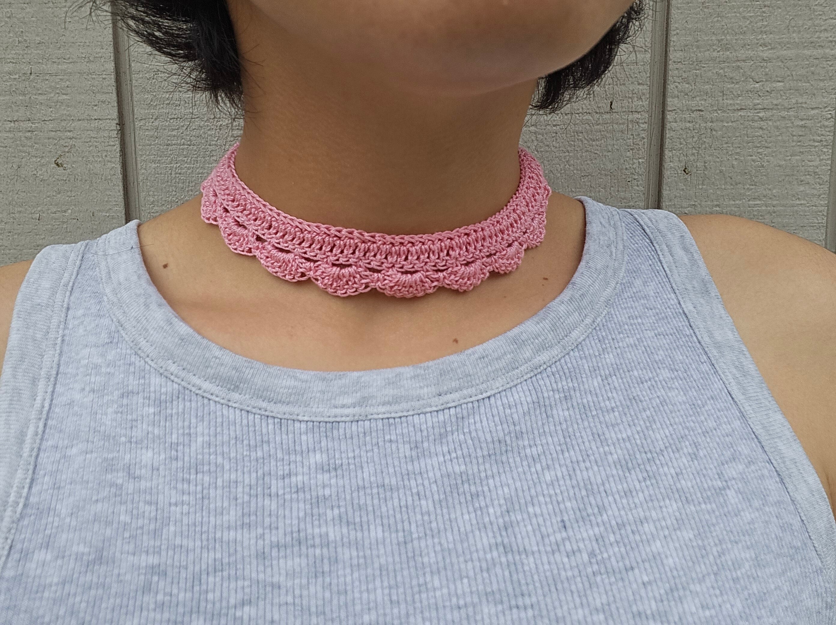 Lacy Scalloped Crochet Choker Necklace Pattern With Clasp - Etsy